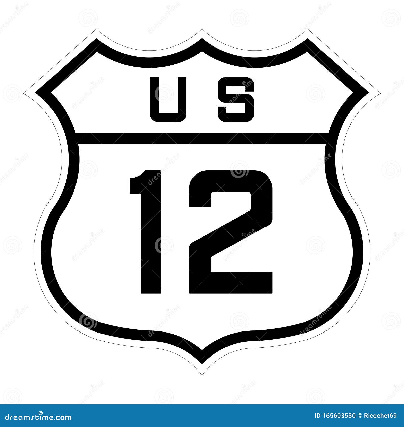 US route 12 sign stock illustration. Illustration of nostalgia - 165603580
