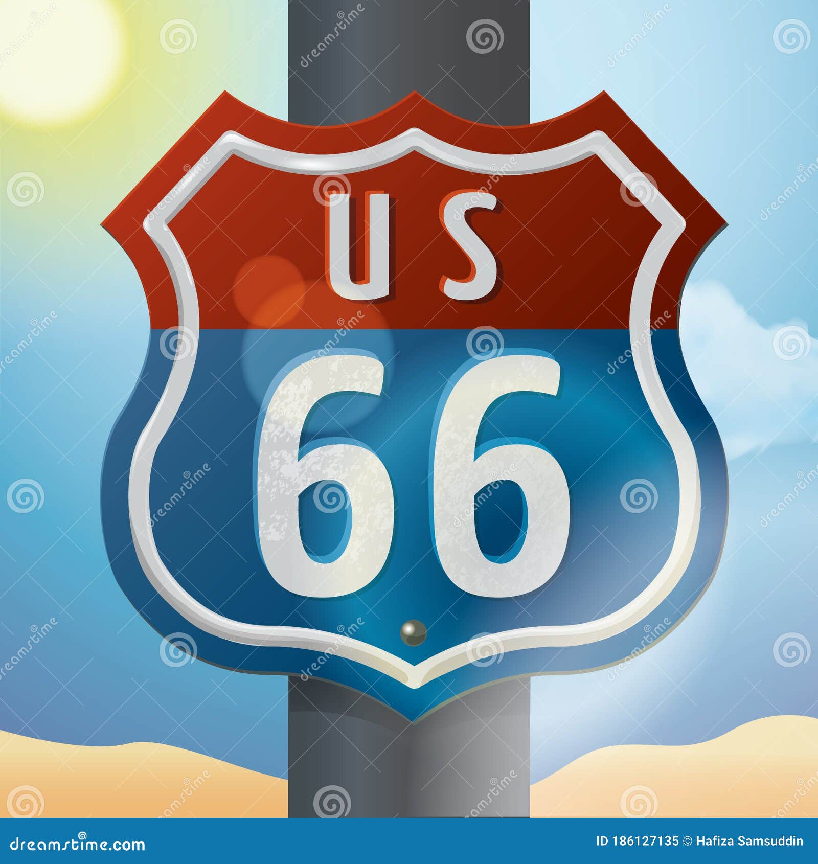 Us 66 Route Sign. Vector Illustration Decorative Design Stock ...
