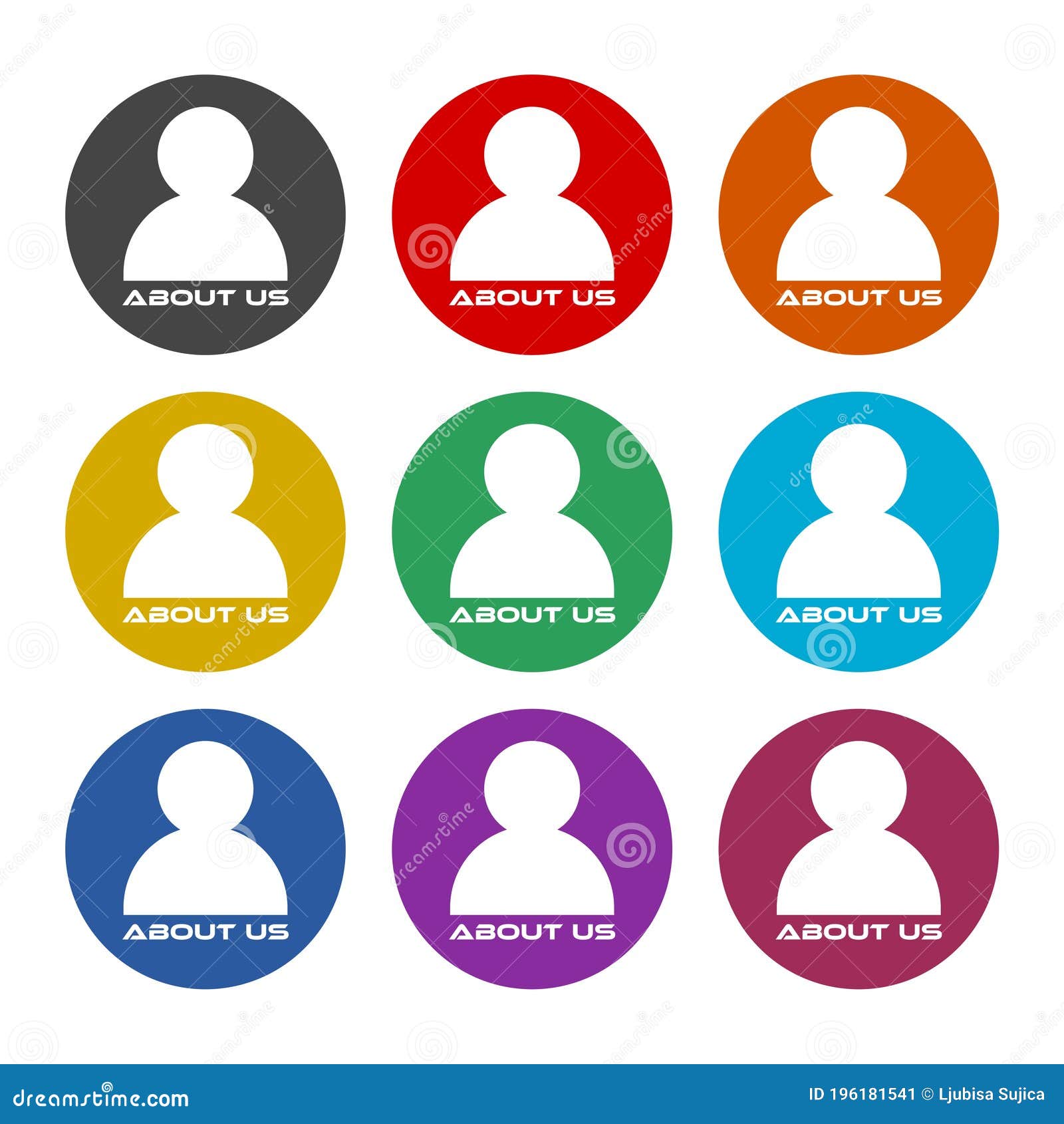 About Us Sign, Button, Icon, Color Set Stock Vector - Illustration of ...
