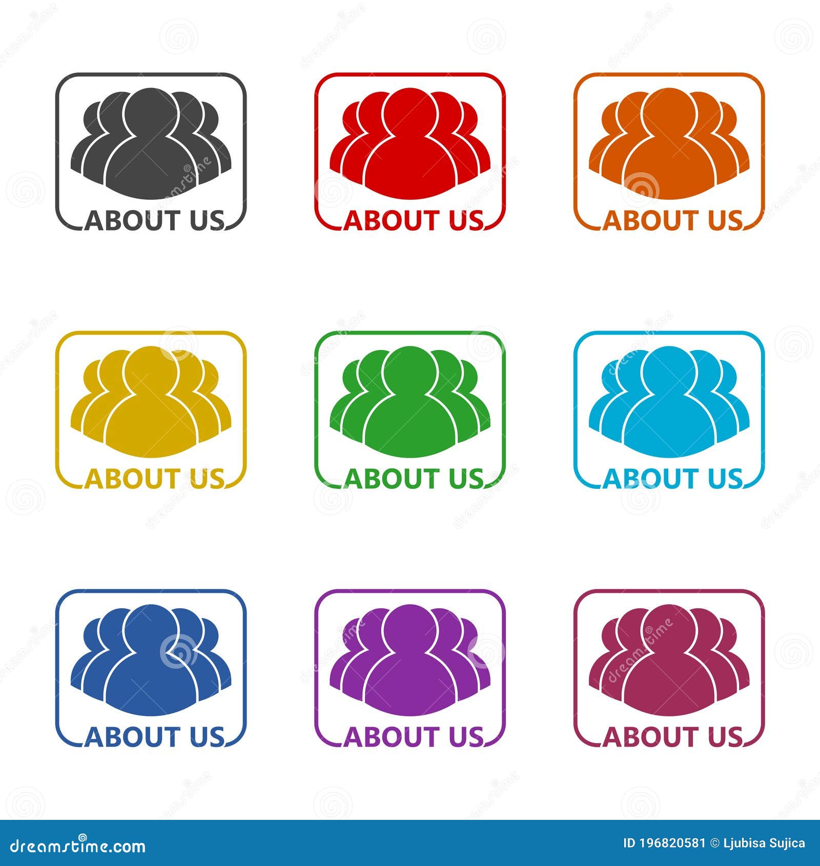 About Us Sign Logo Icon, Color Set Stock Vector - Illustration of ...