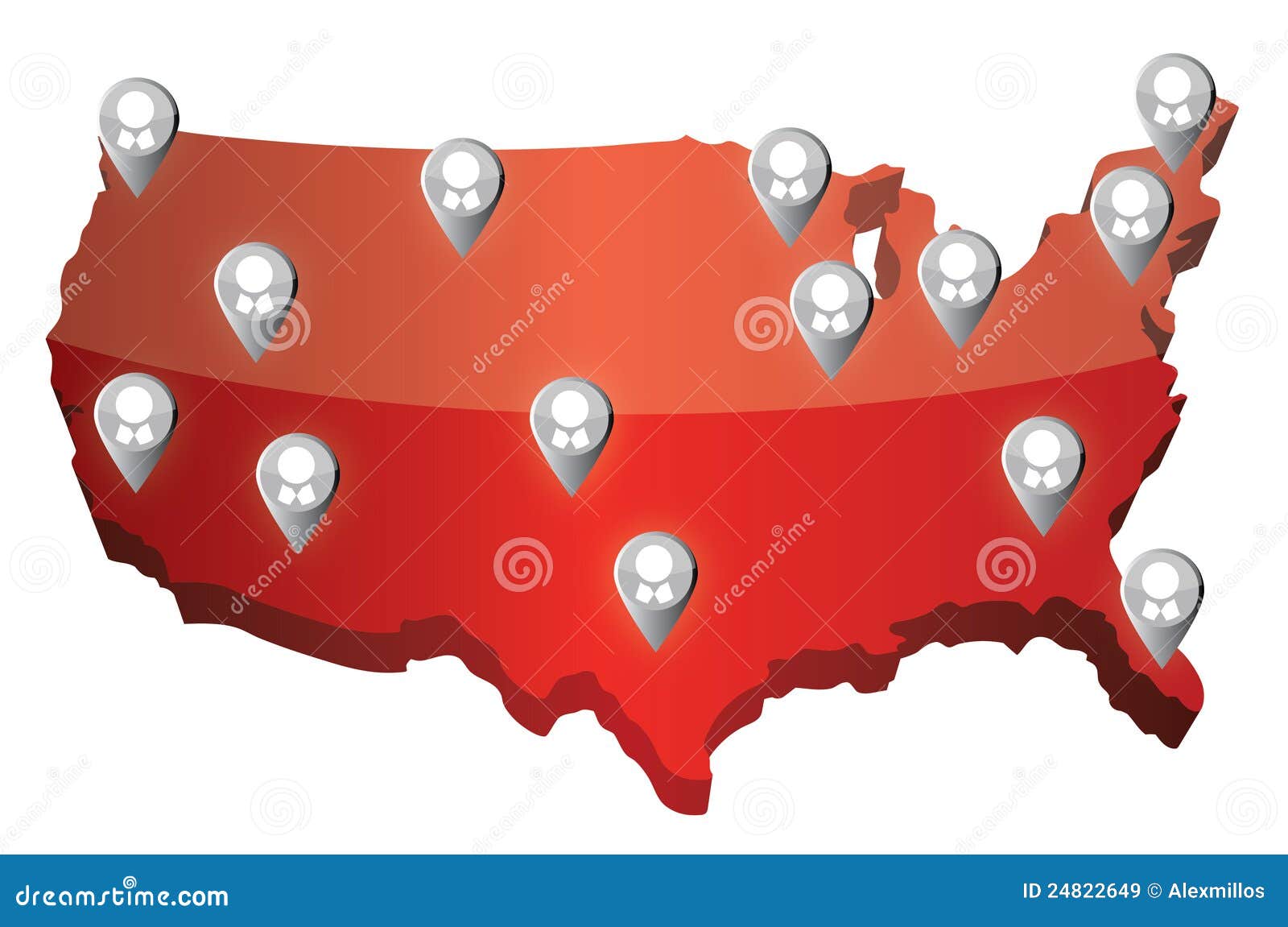 Us Social Media Networking Map Illustration Design Stock Vector ...