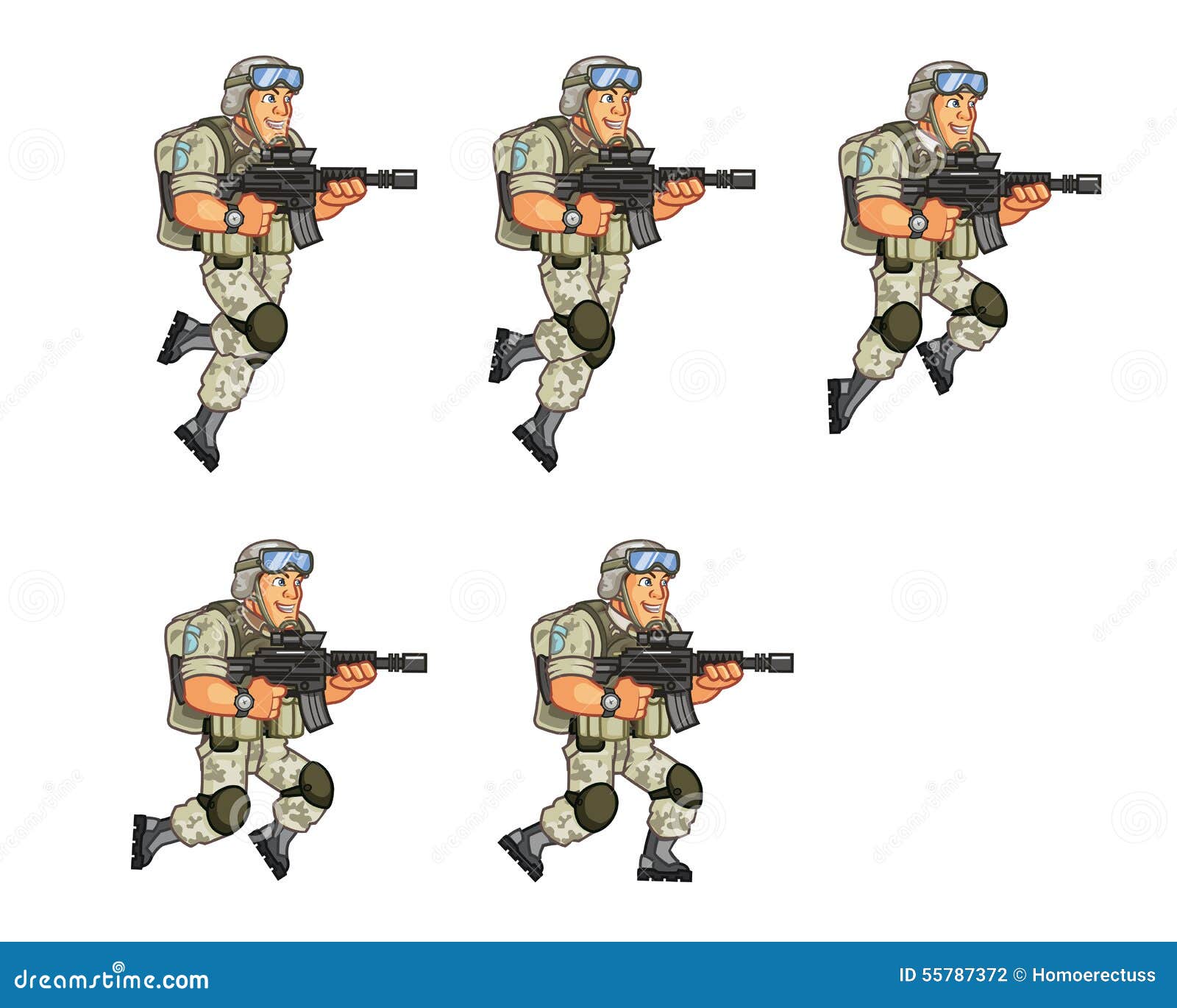 Us Soldier Jumping Sprite Stock Vector Illustration Of Service 55787372