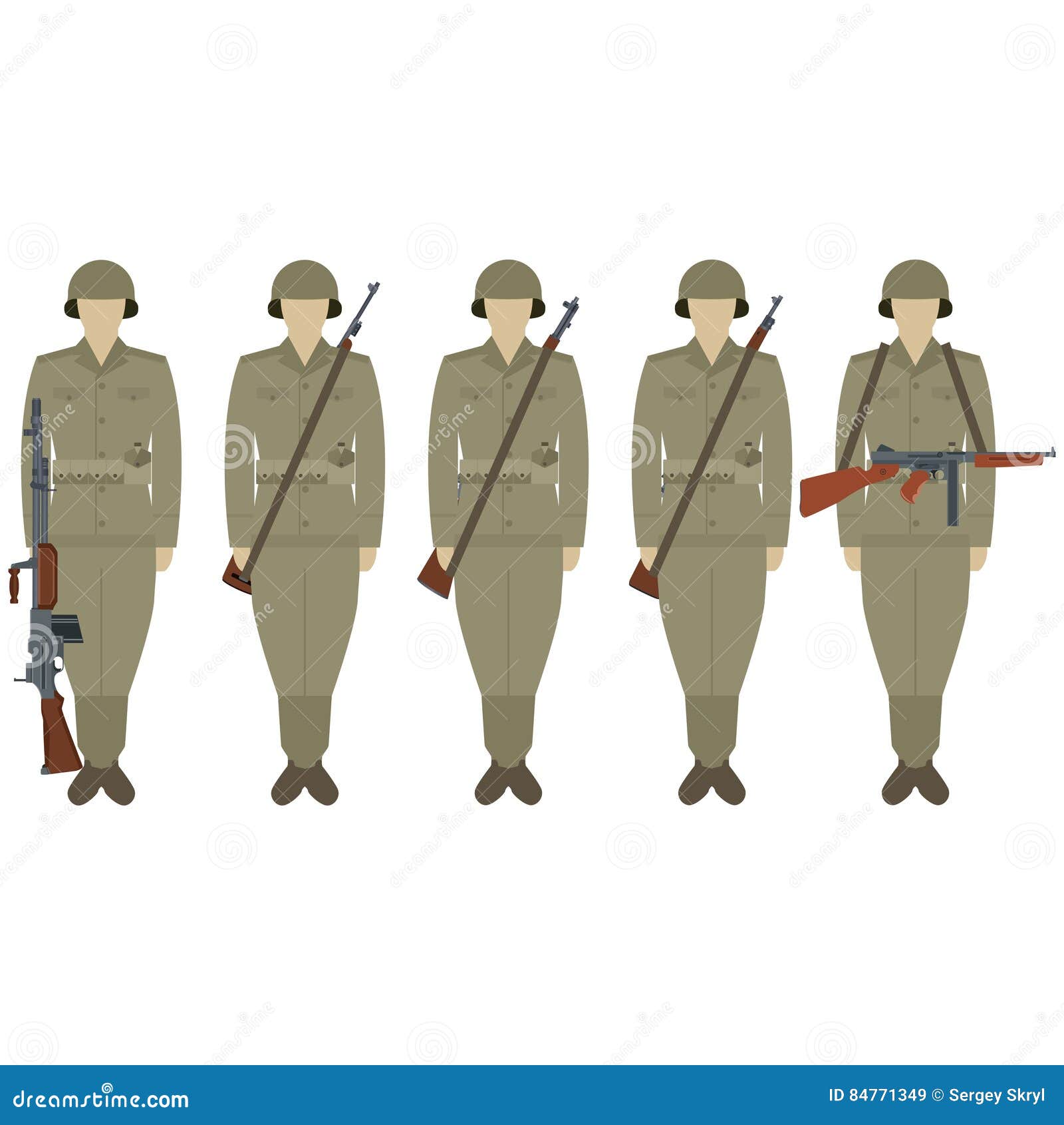 US Soldiers With Weapons Of World War II Cartoon Vector | CartoonDealer ...