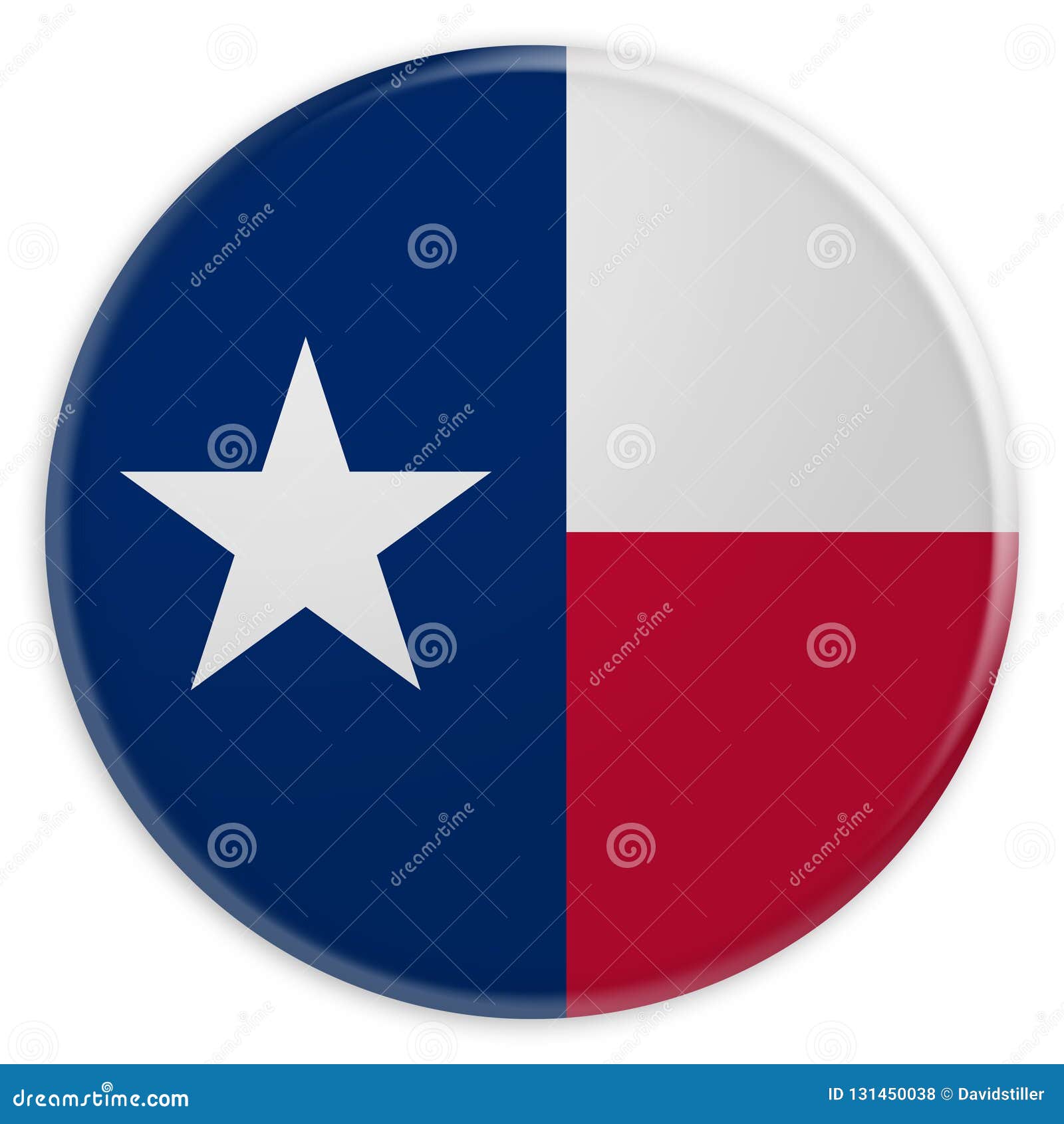 US State Button: Texas Flag Badge 3d Illustration on White Background ...