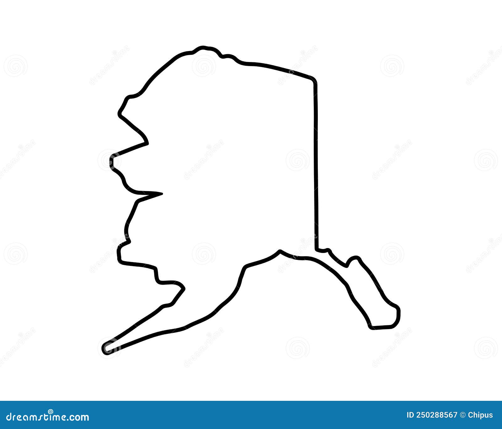 US State Map. Alaska Outline Symbol Stock Vector - Illustration of line ...