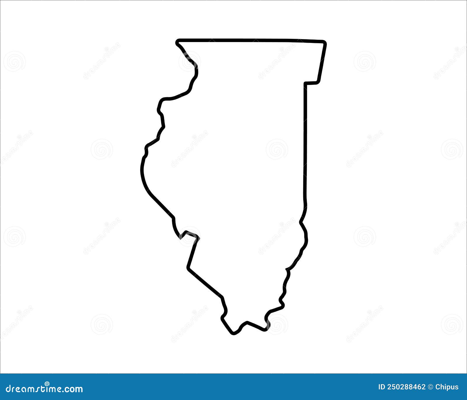 Illinois Outline Map State Shape USA America Borders Cartoon Vector ...