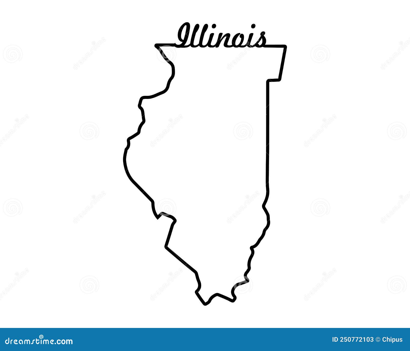 Illinois Outline Map State Shape USA America Borders Cartoon Vector ...
