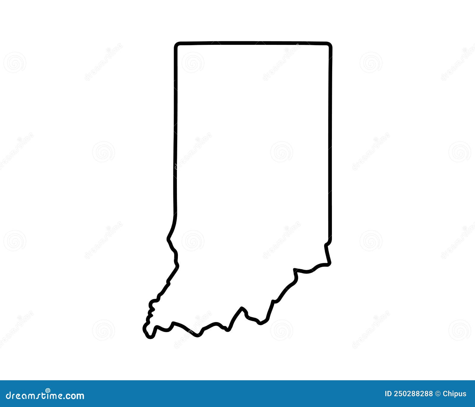 Indiana Outline Map State Shape USA America Borders Cartoon Vector ...