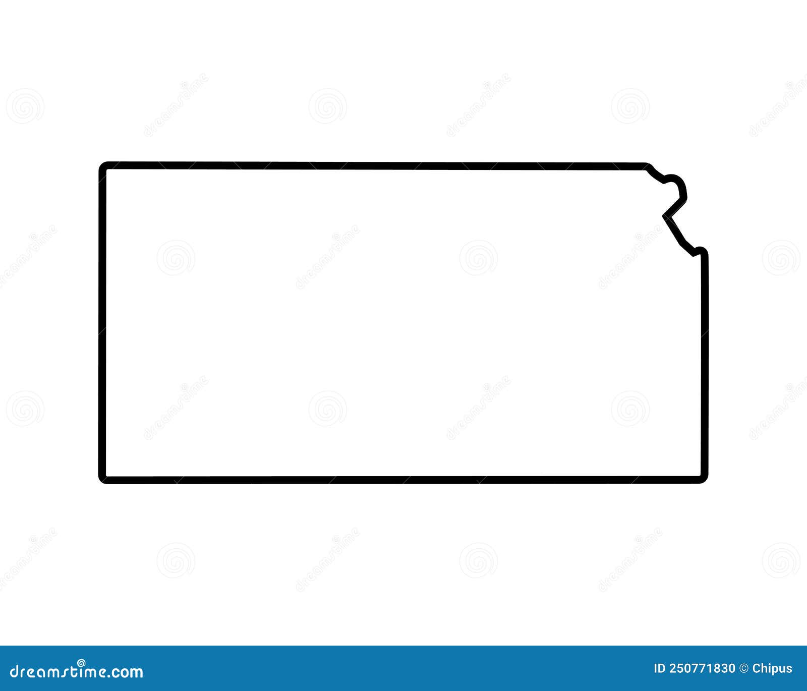 Kansas Outline Map State Shape USA America Borders Vector Illustration ...