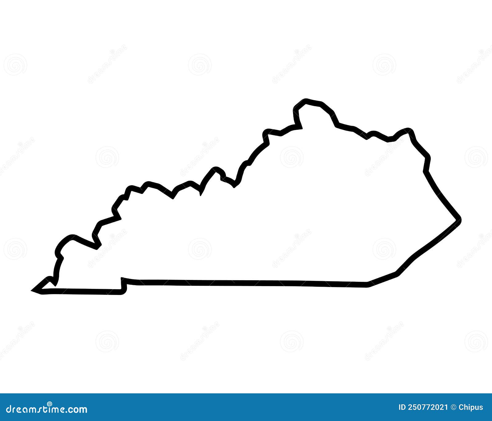 Kentucky Outline Map State Shape USA America Borders Vector ...