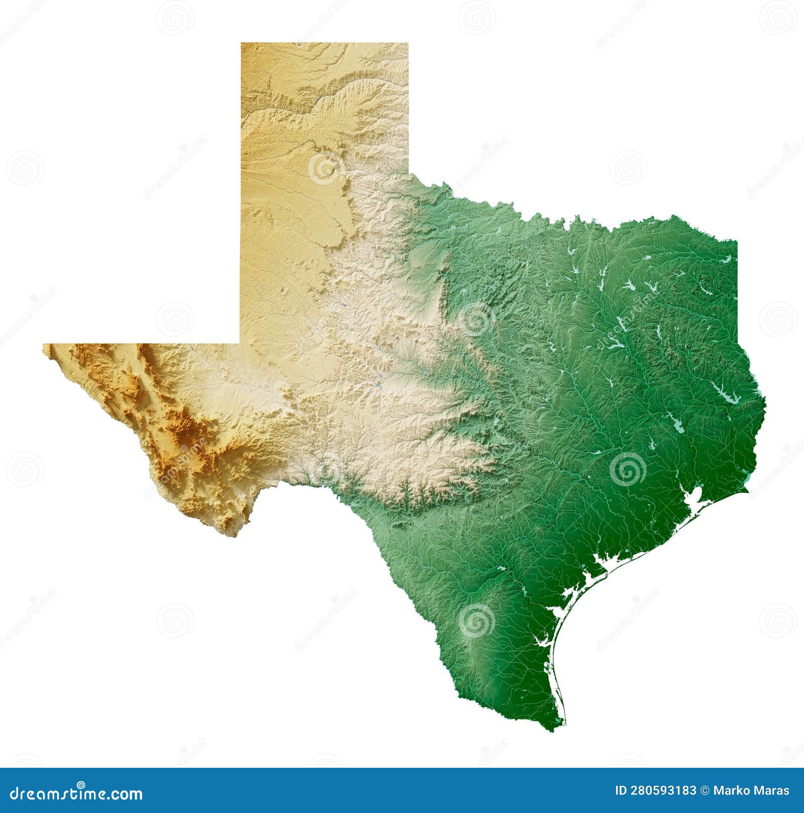 US State of Texas Relief Map Stock Illustration - Illustration of ...