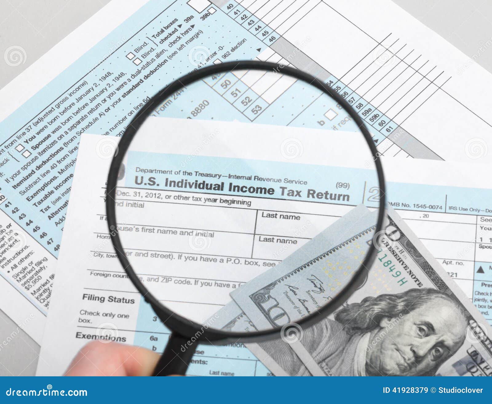 US Tax Form 1040 with Magnifying Glass - Studio Shot Editorial Stock ...