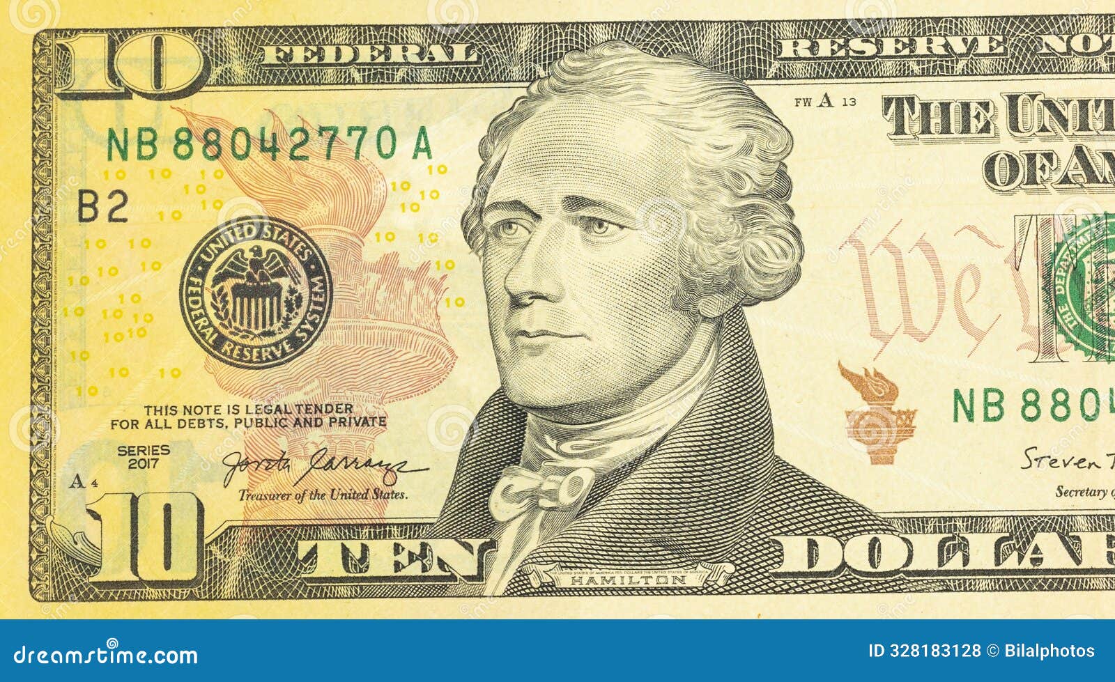 US Ten-Dollar Bill with Oil Stains Stock Photo - Image of marks, money ...
