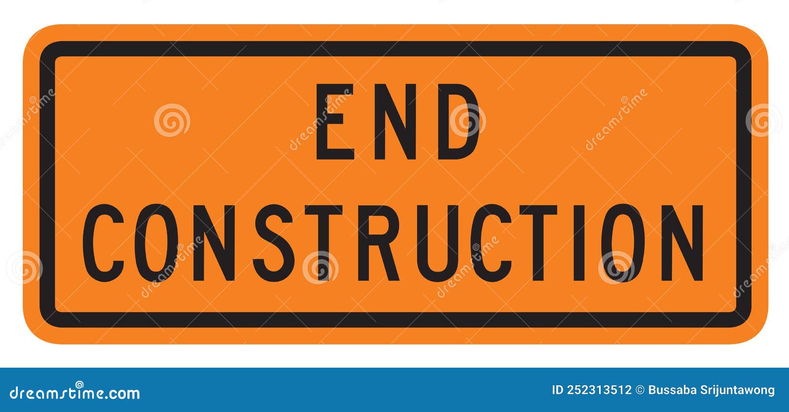 US Traffic Warning Sign: End Construction Stock Photo - Image of work ...