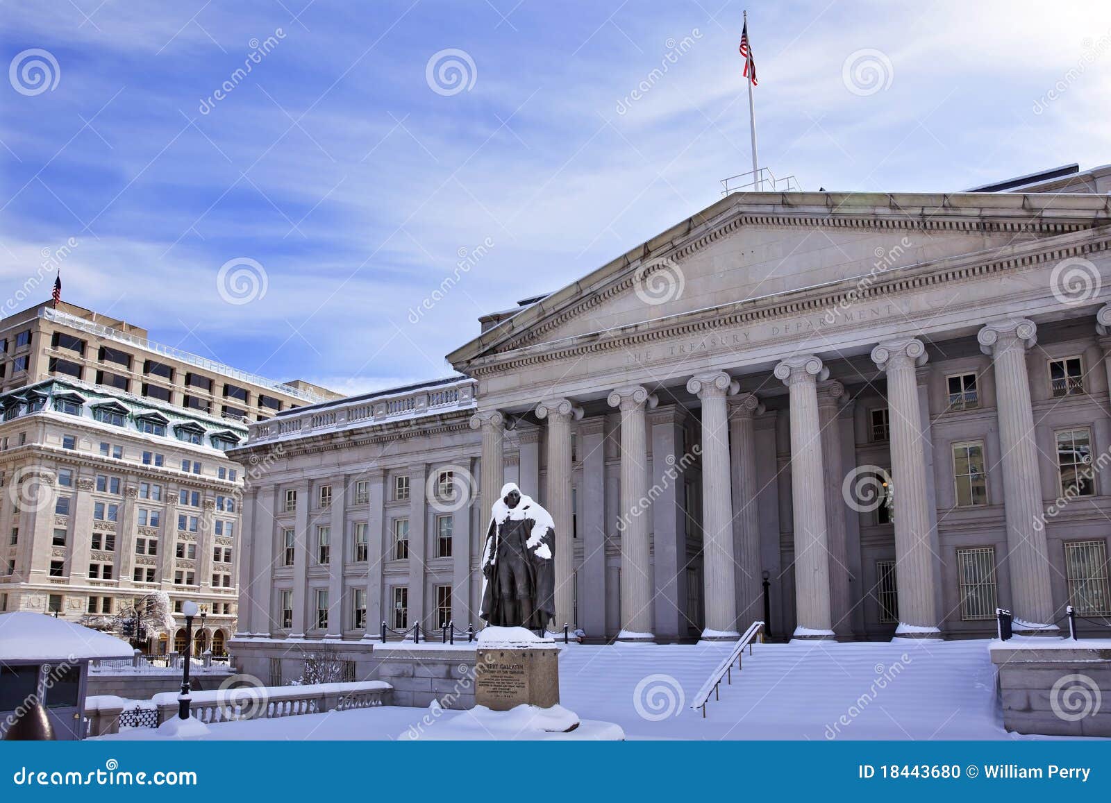 US Treasury Department Snow Washington DC Stock Photo - Image of ...