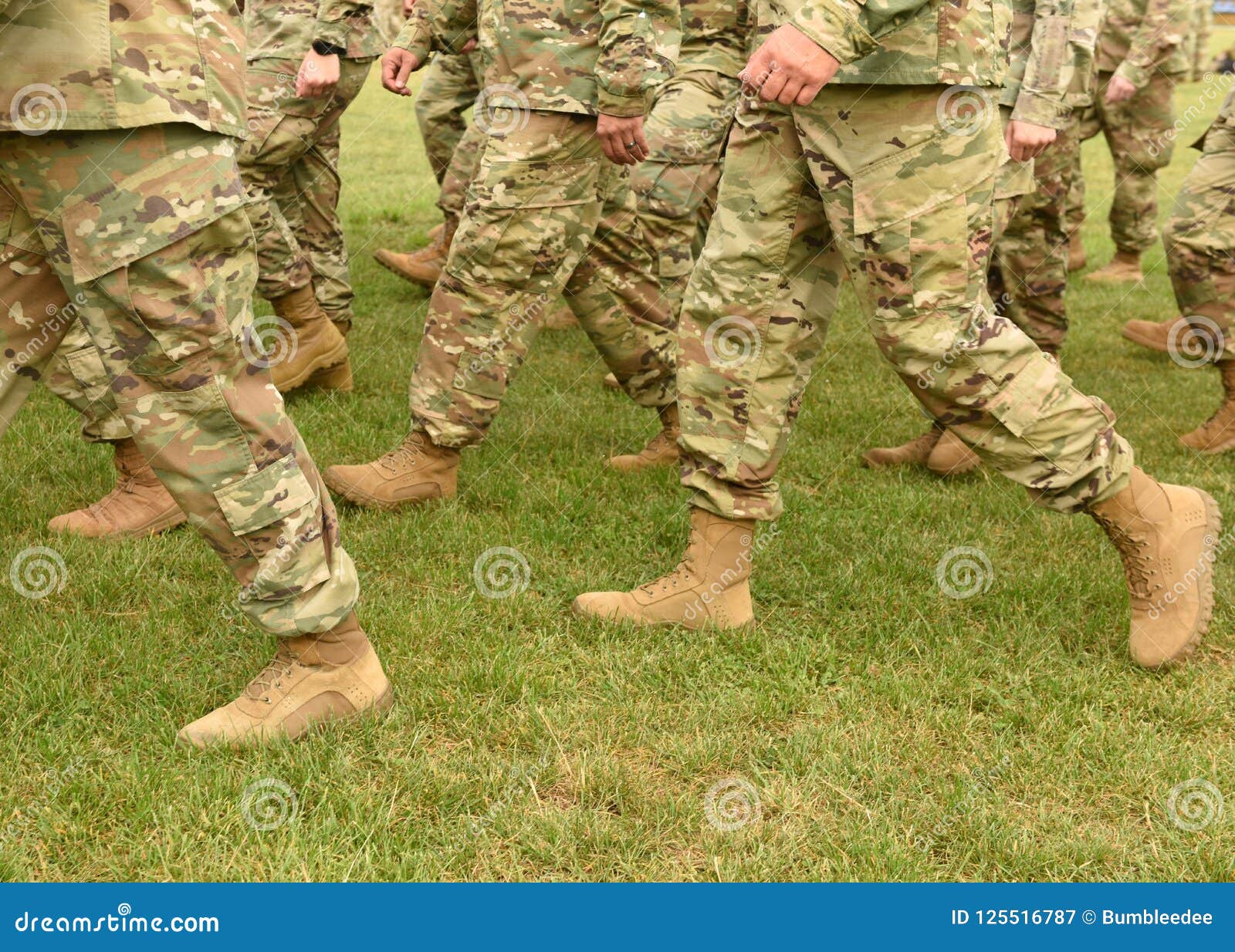 US Troops. Soldiers Marching on Green Grass Stock Image - Image of army ...