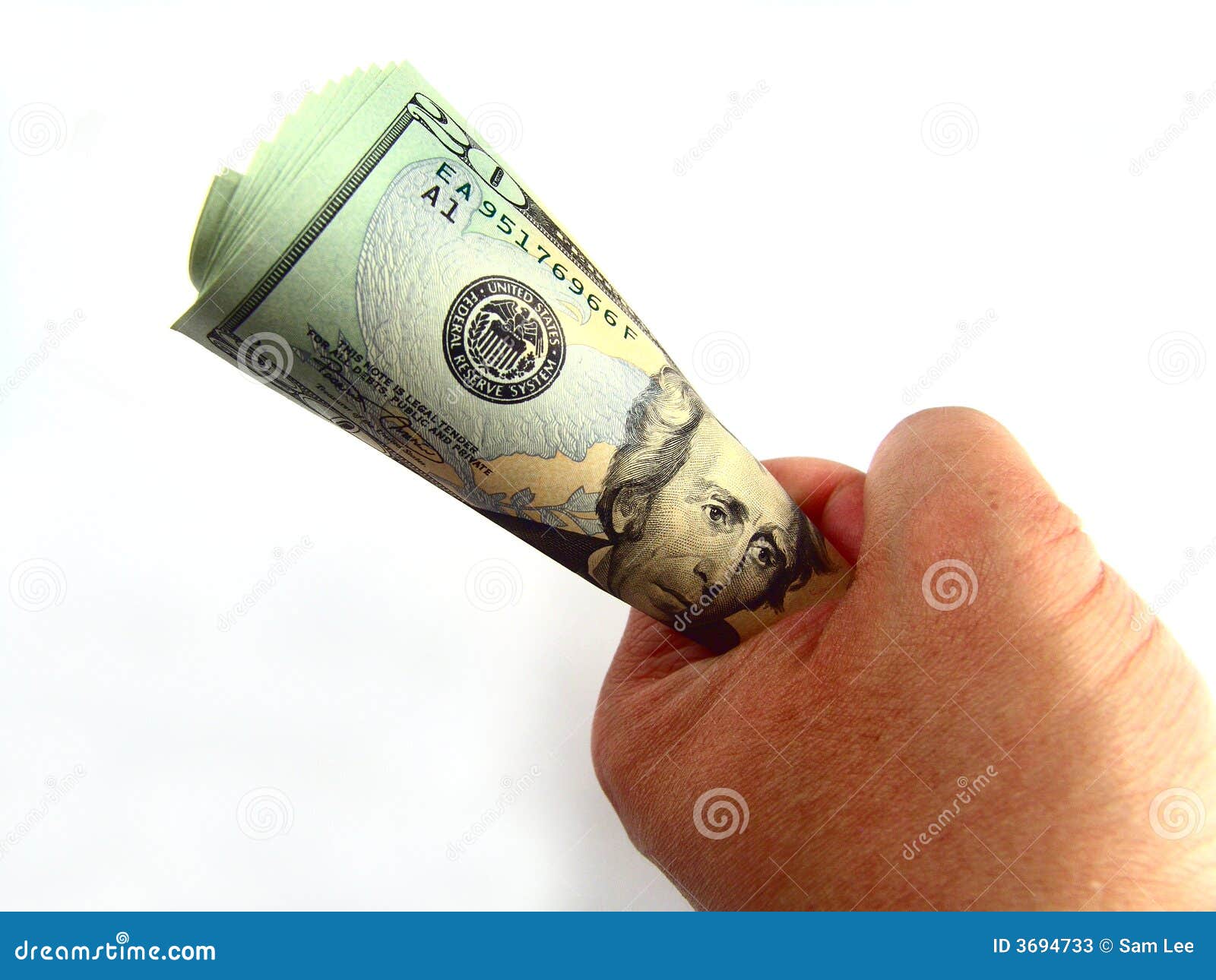 US Twenty Dollar Bills & Hand Stock Image - Image of banking, donation ...