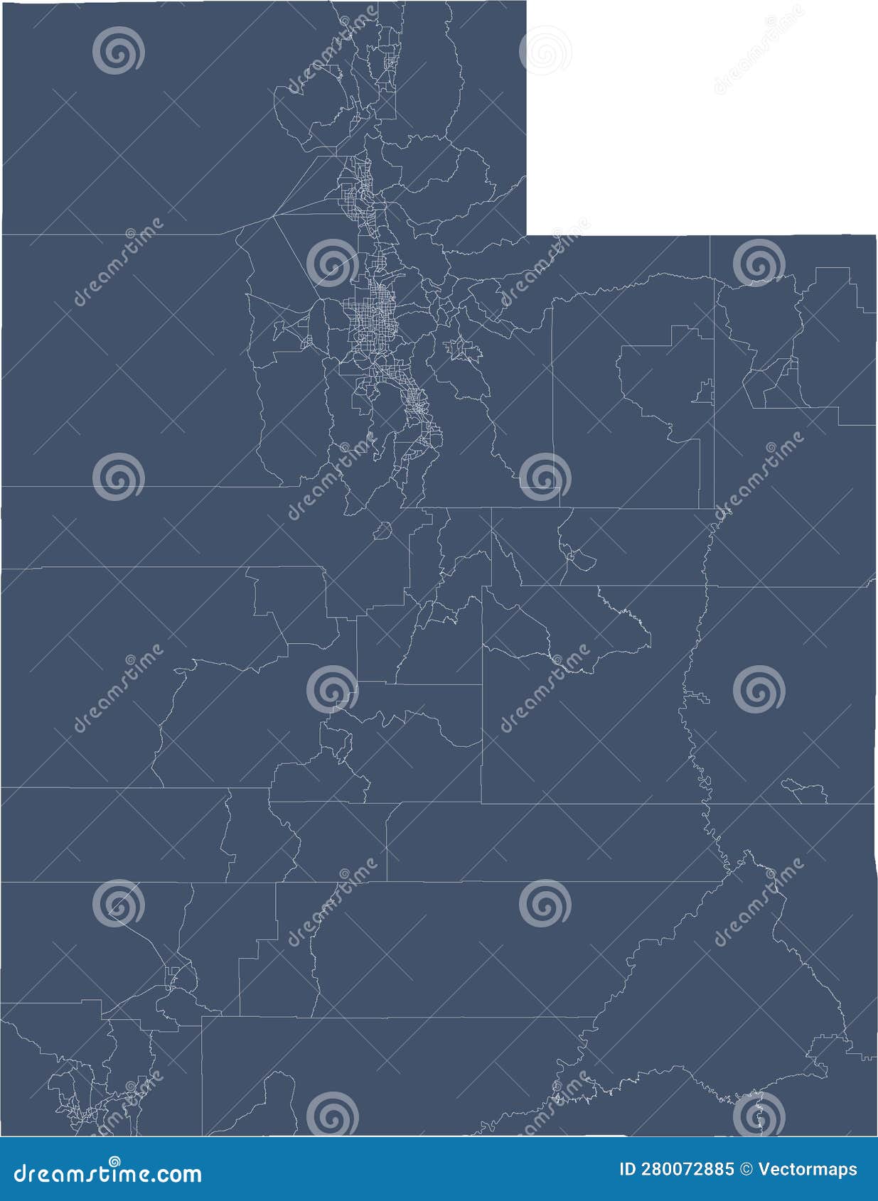US Utah State Map with Census Tracts Boundaries Stock Vector ...