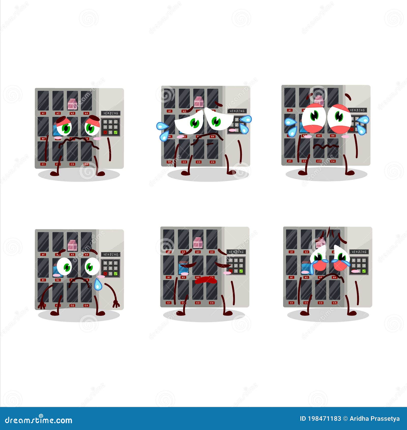 Among Us Vending Machine Cartoon Character with Sad Expression Stock ...