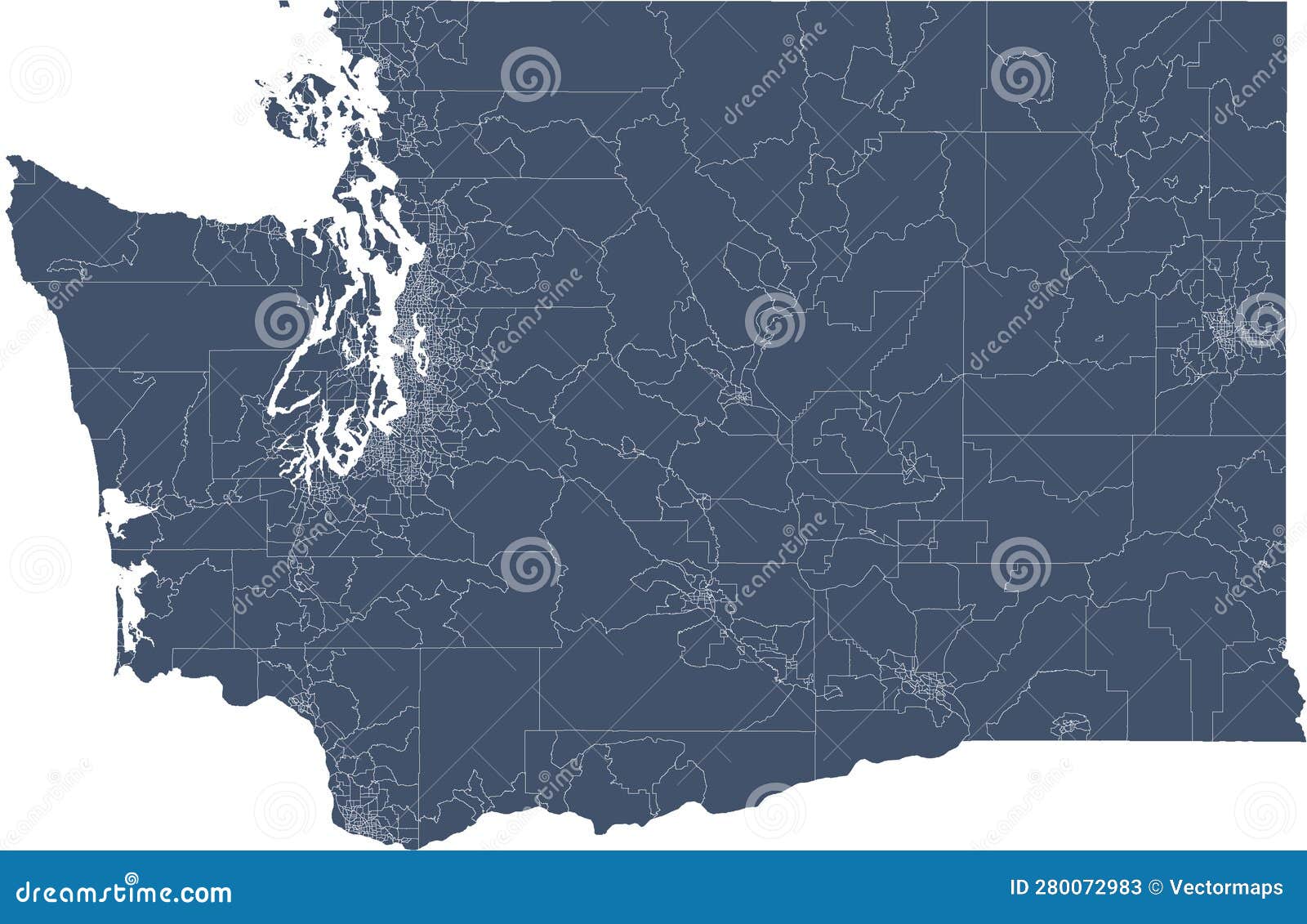 US Washington State Map with Census Tracts Boundaries Stock Vector - Illustration of document ...
