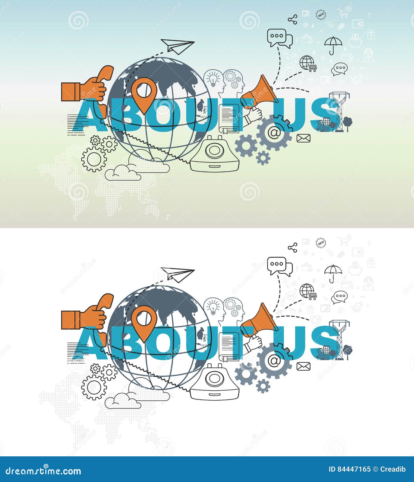 About Us Website Banner Concept with Thin Line Flat Design Stock Vector ...