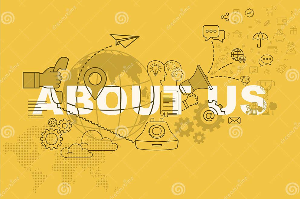 About Us Website Banner Concept with Thin Line Flat Design Stock Vector ...