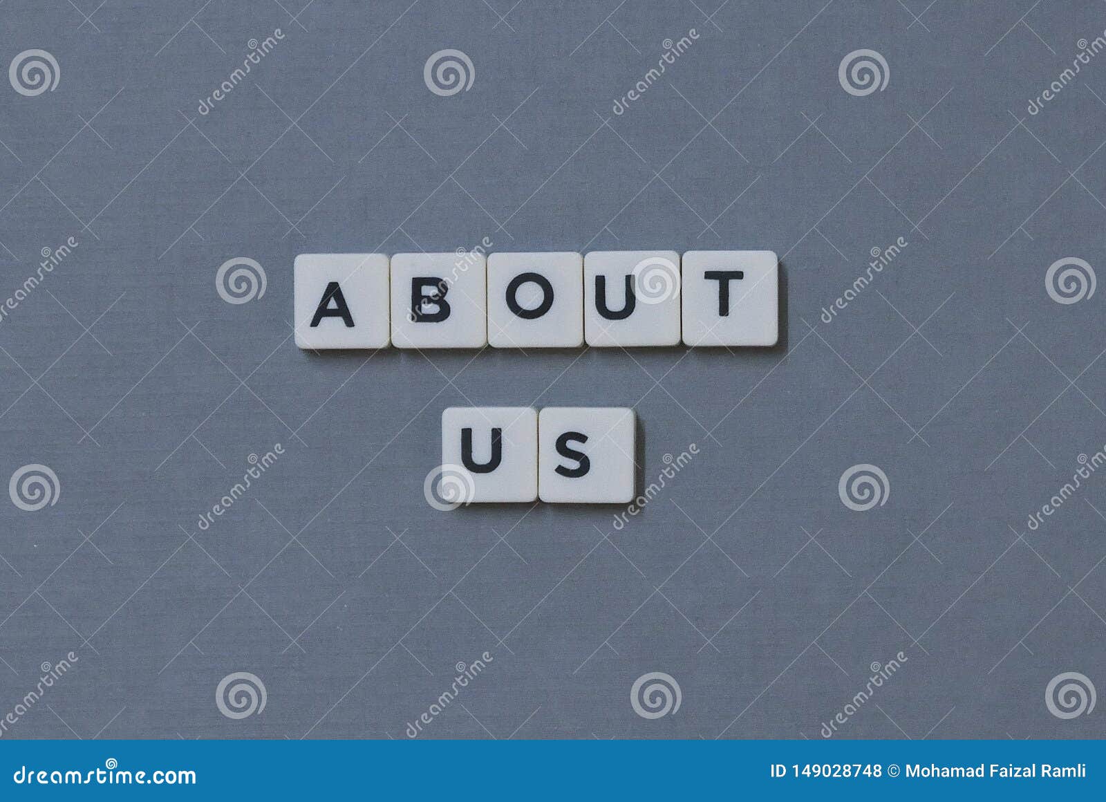 about Us Word Made of Square Letter Word on Grey Background Stock Photo ...