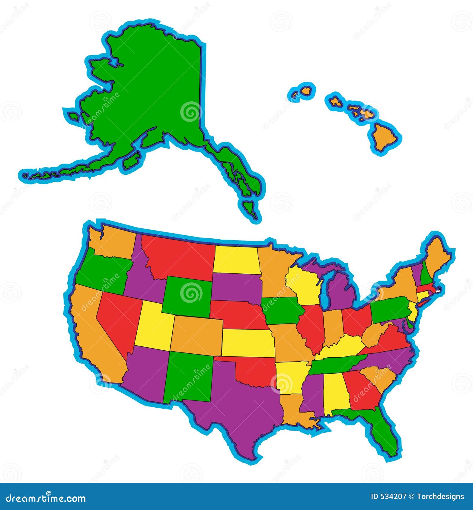 USA 50 States in Color stock illustration. Illustration of north - 534207