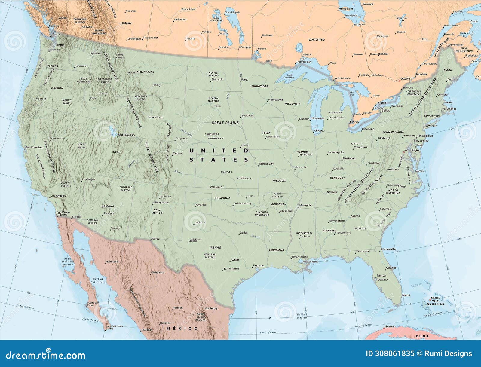 USA America Charted Territories Base Map Composite Navigation Stock ...