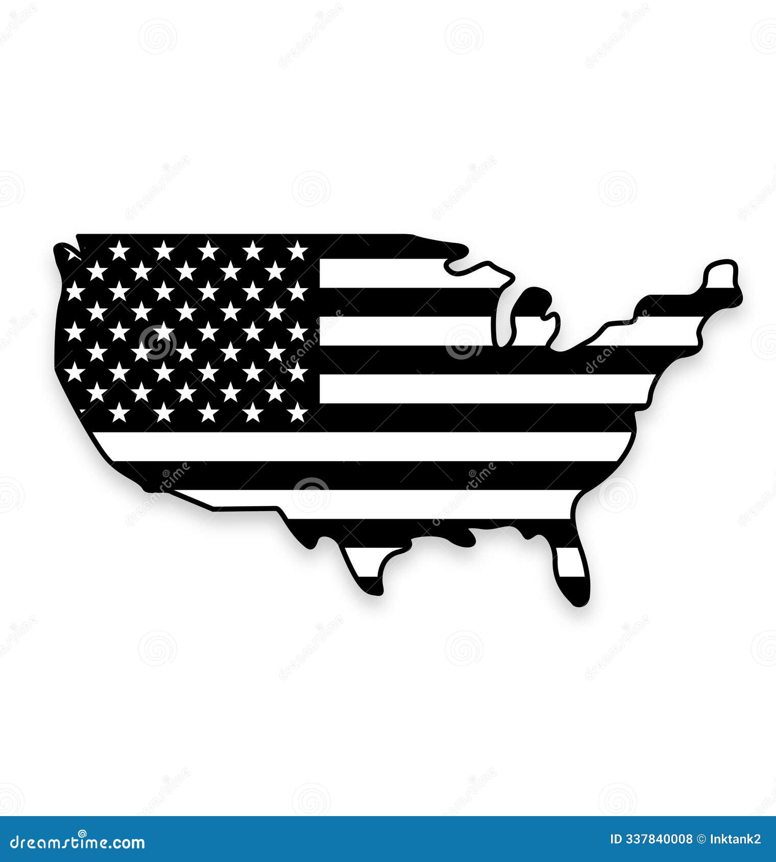 Usa America Flag in Map Symbol Black and White Stock Vector ...