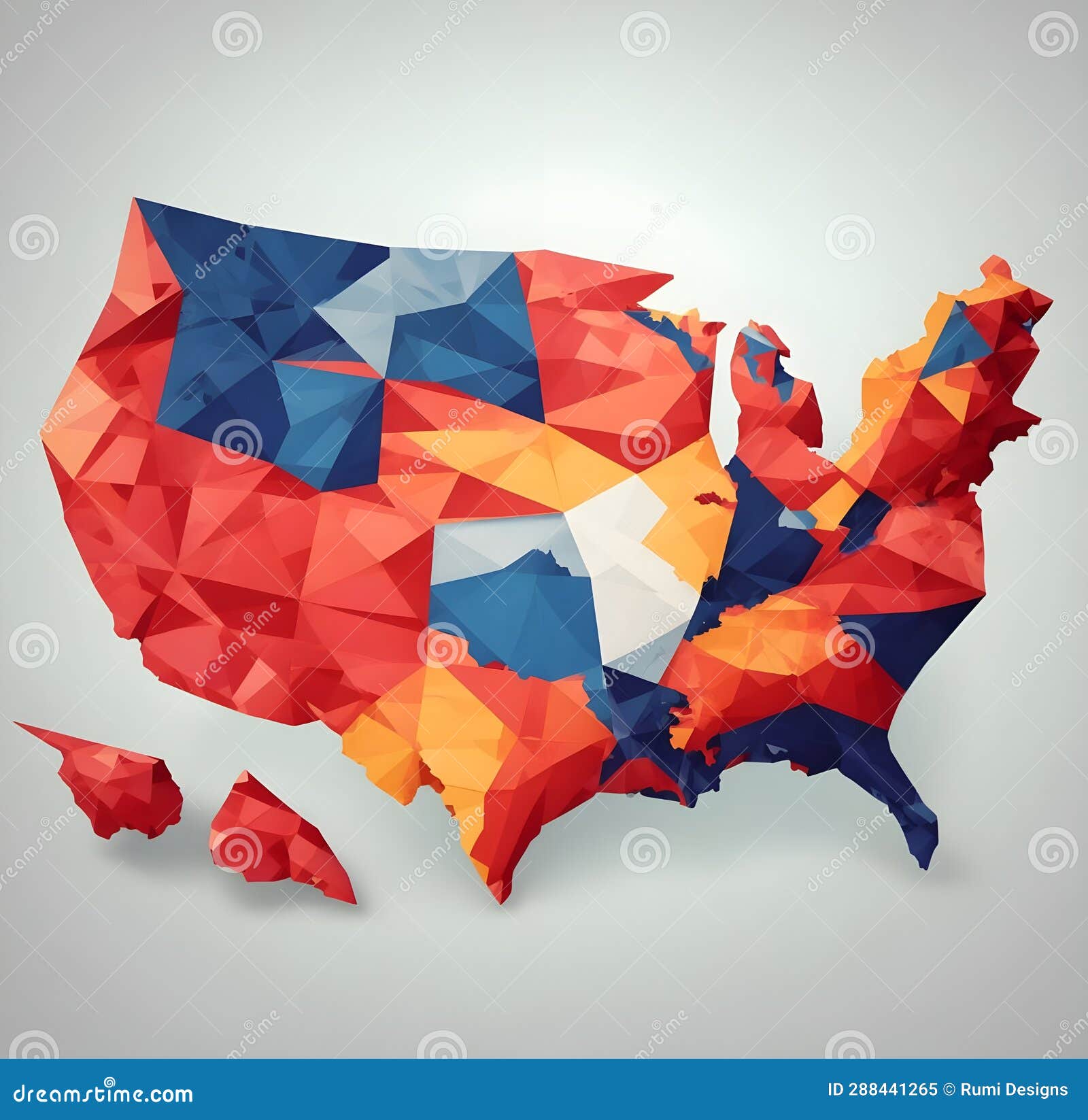 USA America polygon map stock illustration. Illustration of polygon ...
