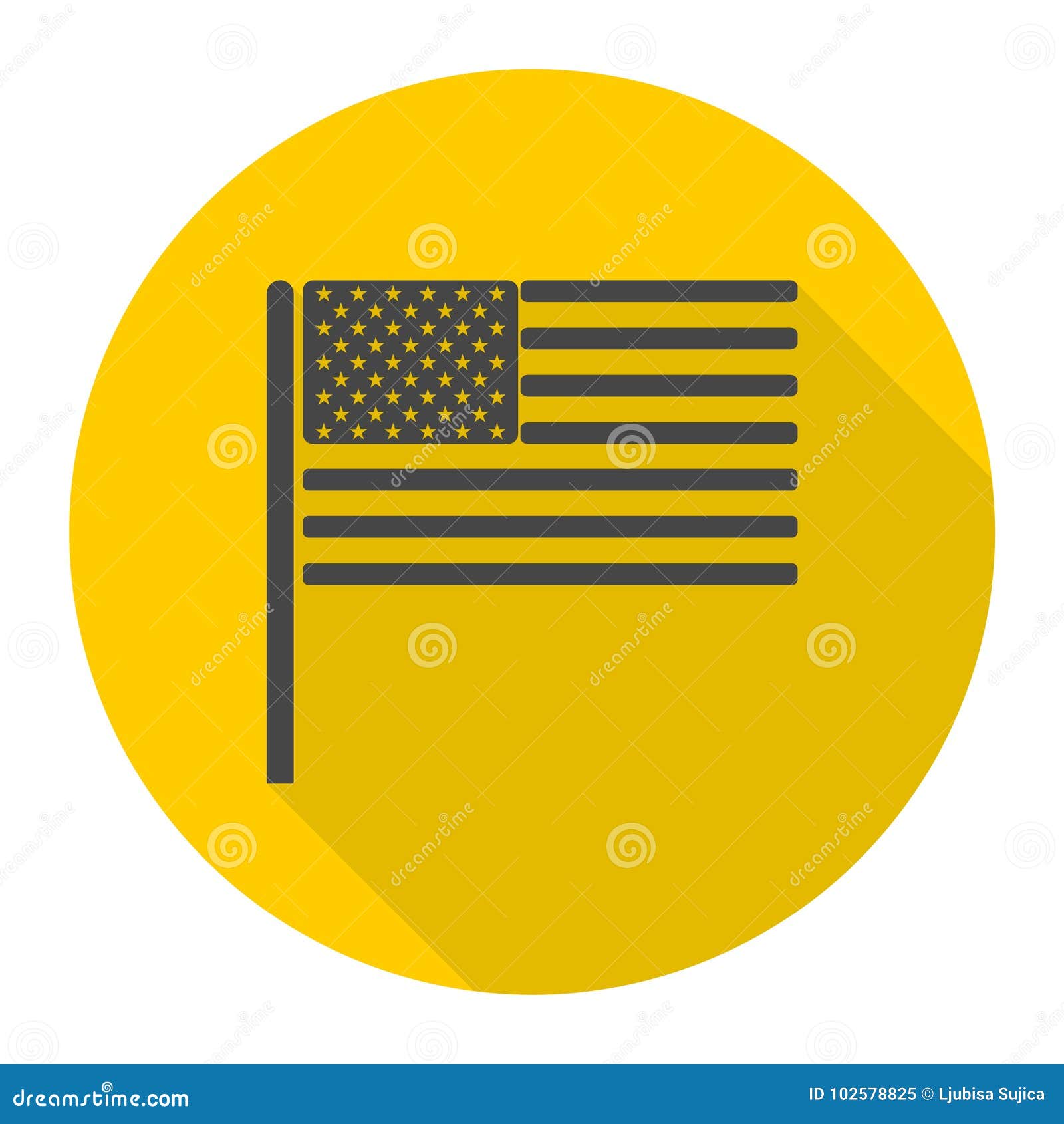 USA American Flag Icon with Long Shadow Stock Vector - Illustration of ...