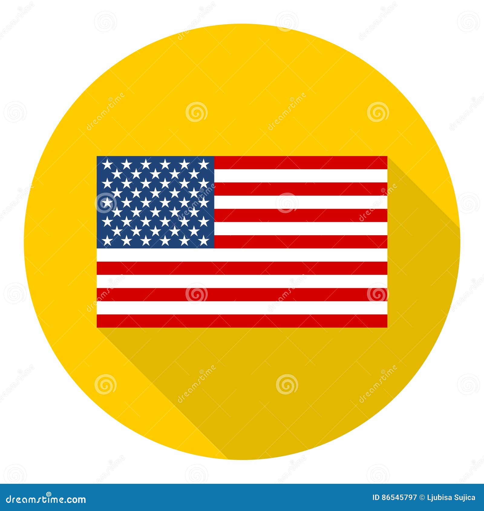 USA American Flag Icon with Long Shadow Stock Vector - Illustration of ...