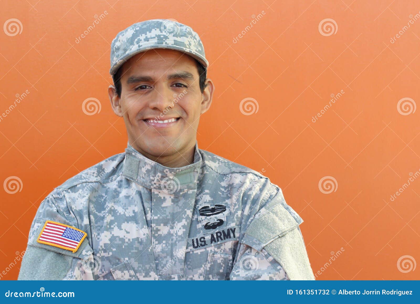 USA Army Soldier in Orange Background Stock Photo - Image of diversity ...