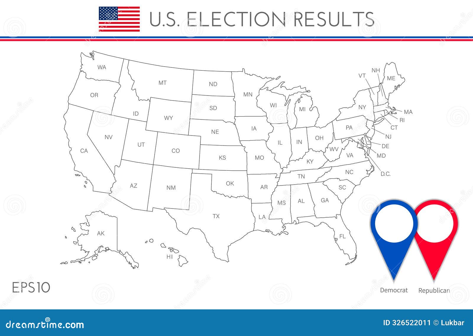US Election Map. American Presidential Election Results Infographics ...