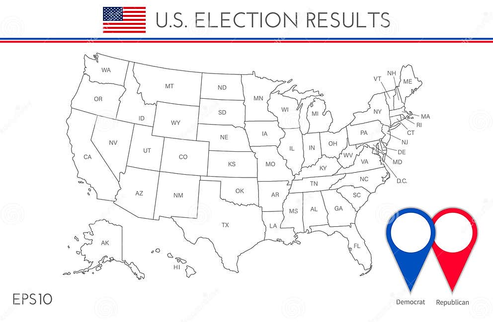 US Election Map. American Presidential Election Results Infographics ...