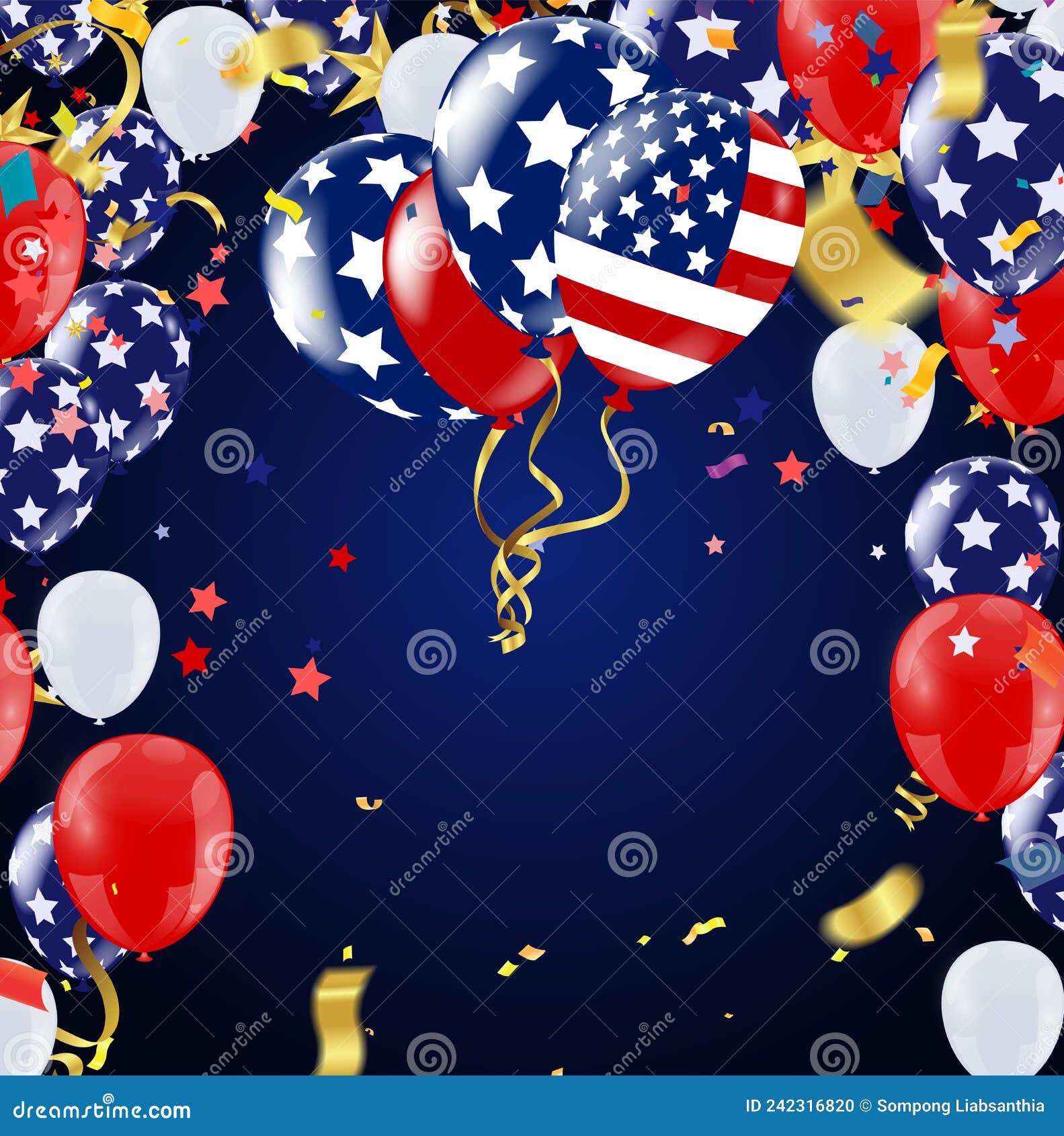 USA Balloons Frame Composition with Space for Your Text Stock Vector ...