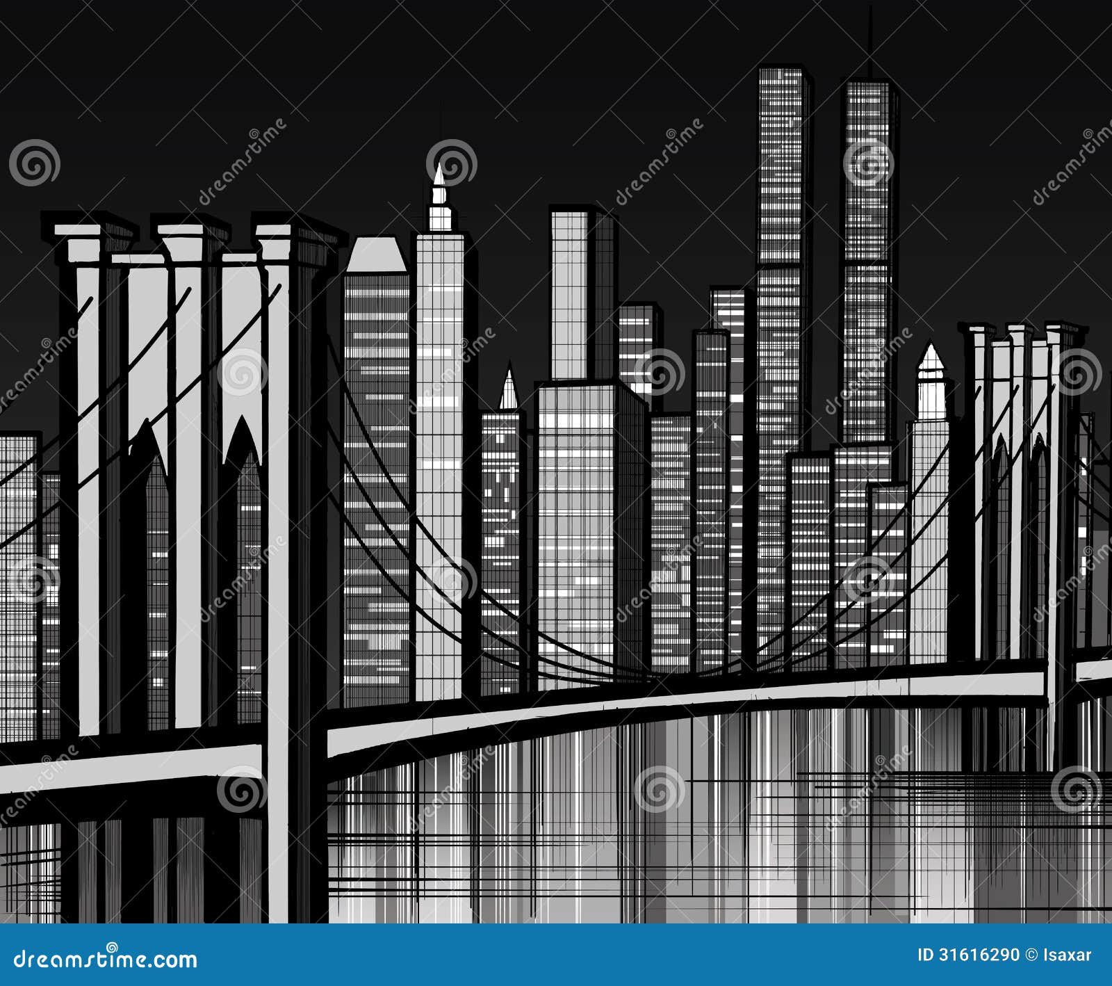 USA - Brooklyn Bridge in New York Stock Vector - Illustration of ...