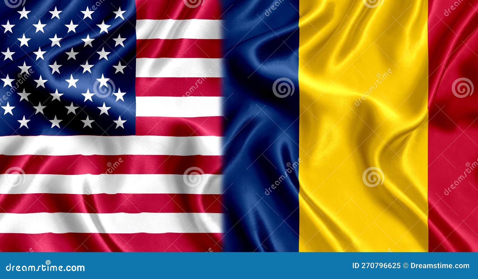 USA and Chad flag silk stock illustration. Illustration of chad - 270796625
