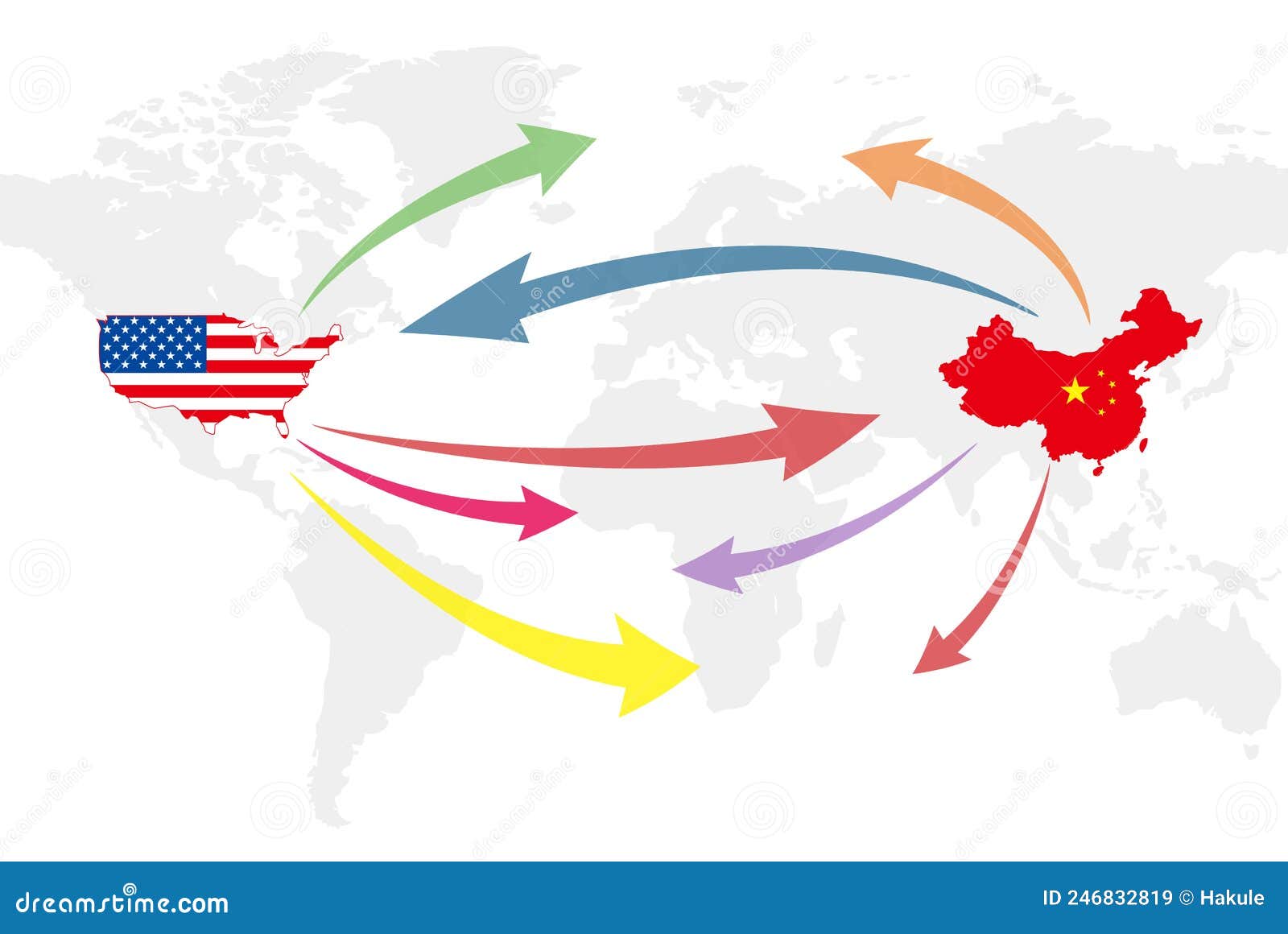 USA and China Trade World Map Chart Stock Vector - Illustration of ...
