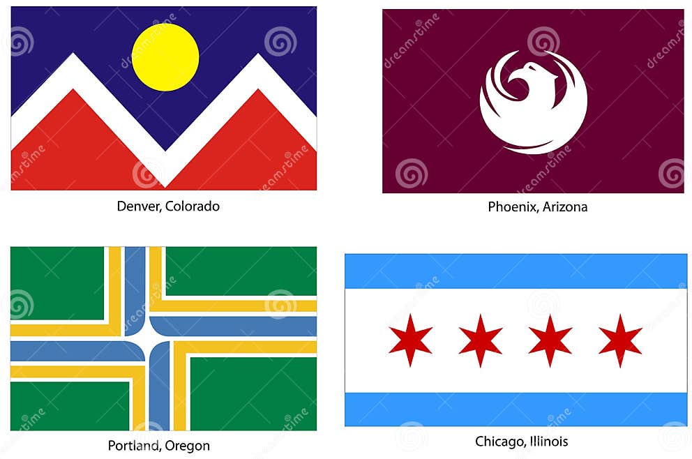 USA city flags set stock vector. Illustration of america - 21543329