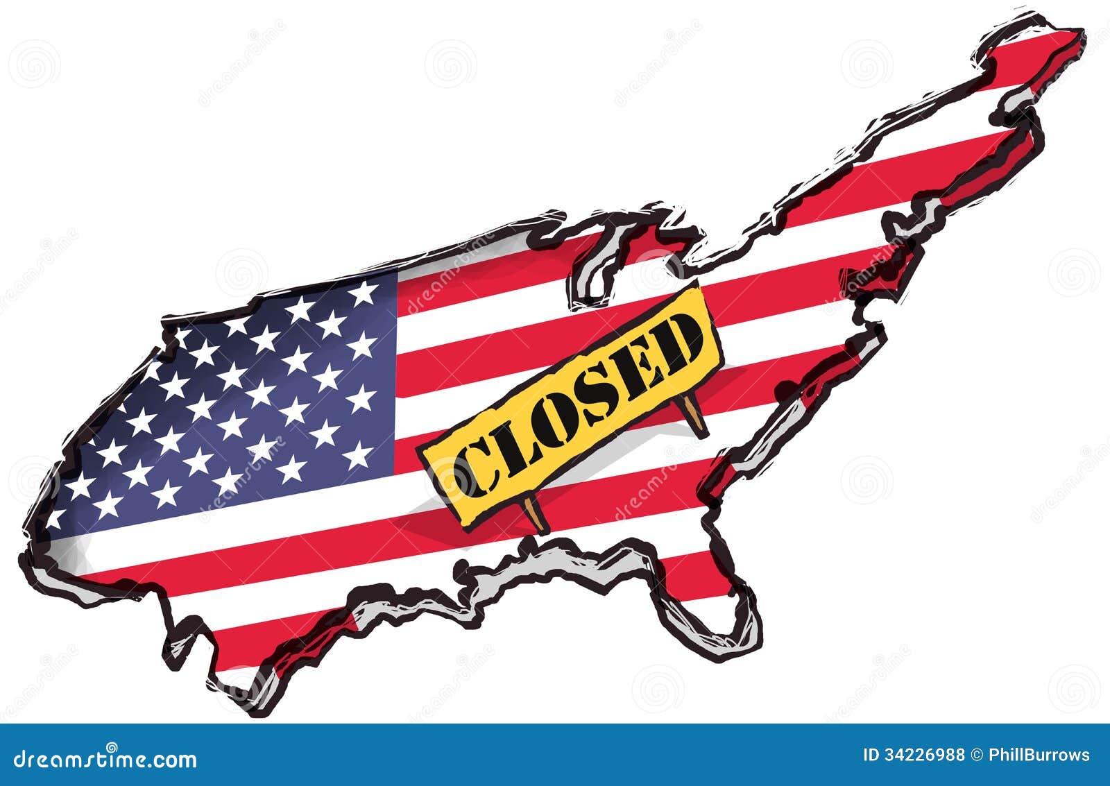 USA borders closed stock illustration. Illustration of closedown - 34226988