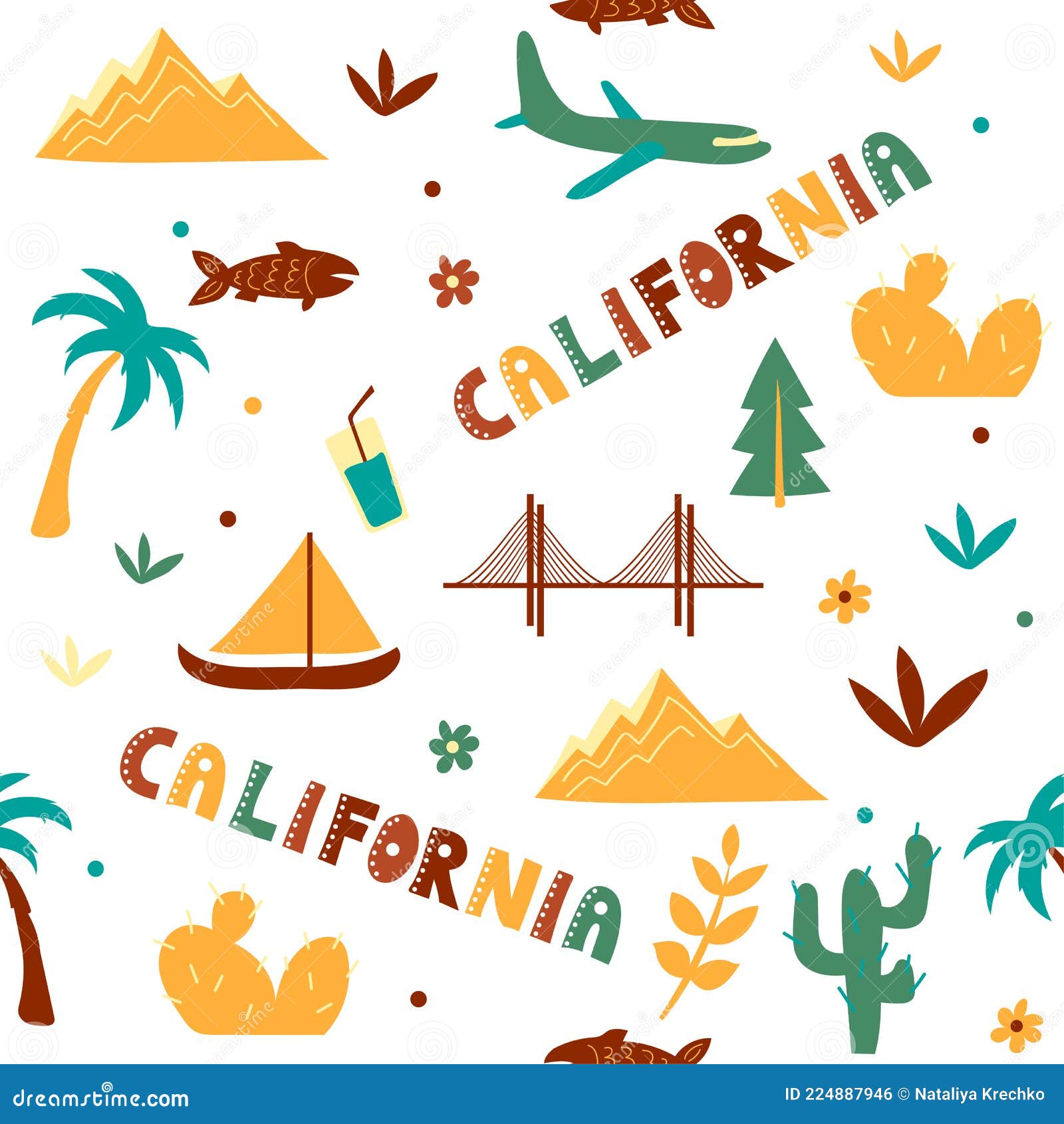 USA Collection. Vector Illustration of California Theme Stock Vector ...