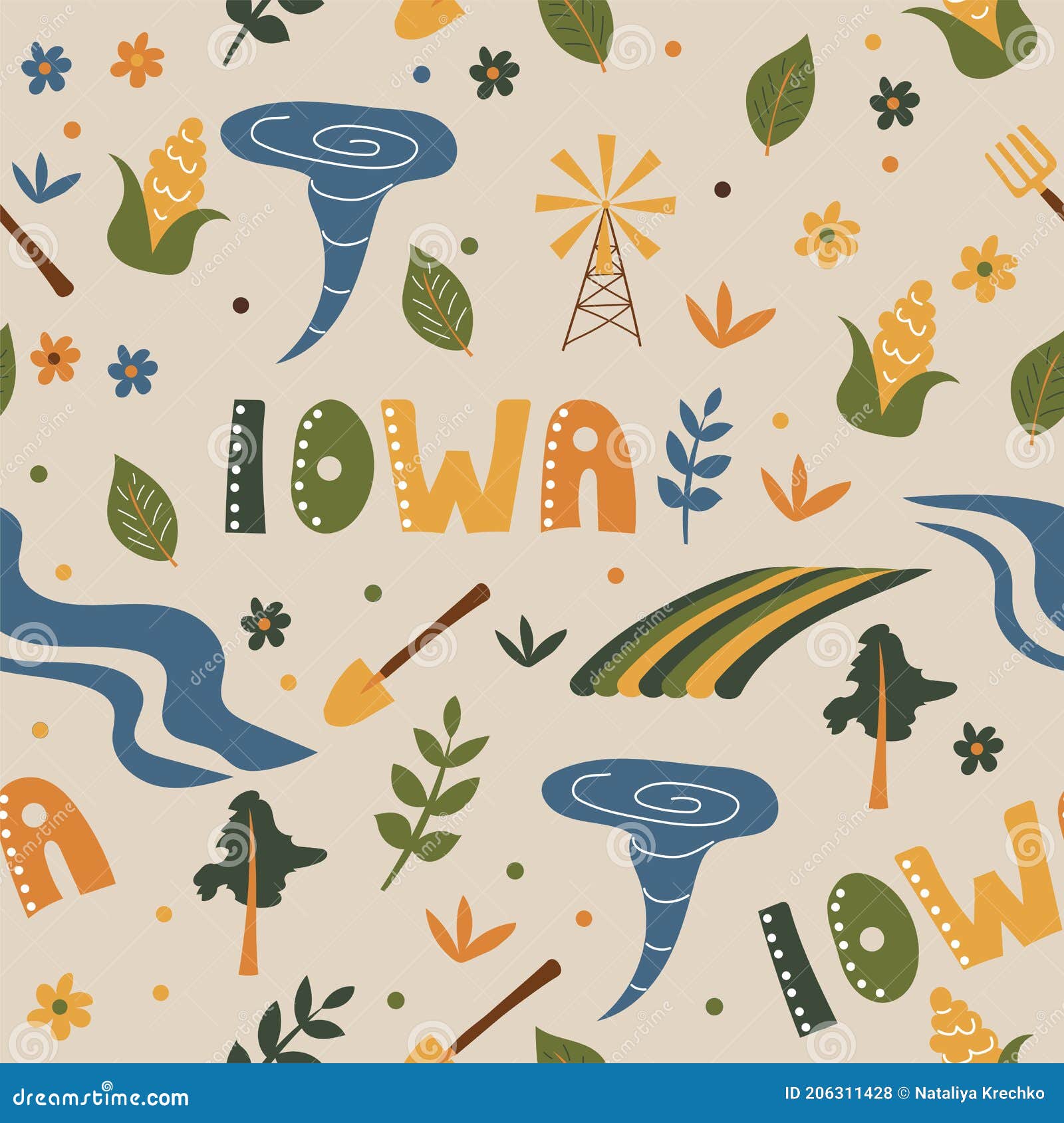 USA Collection. Vector Illustration of Iowa Theme Stock Vector ...