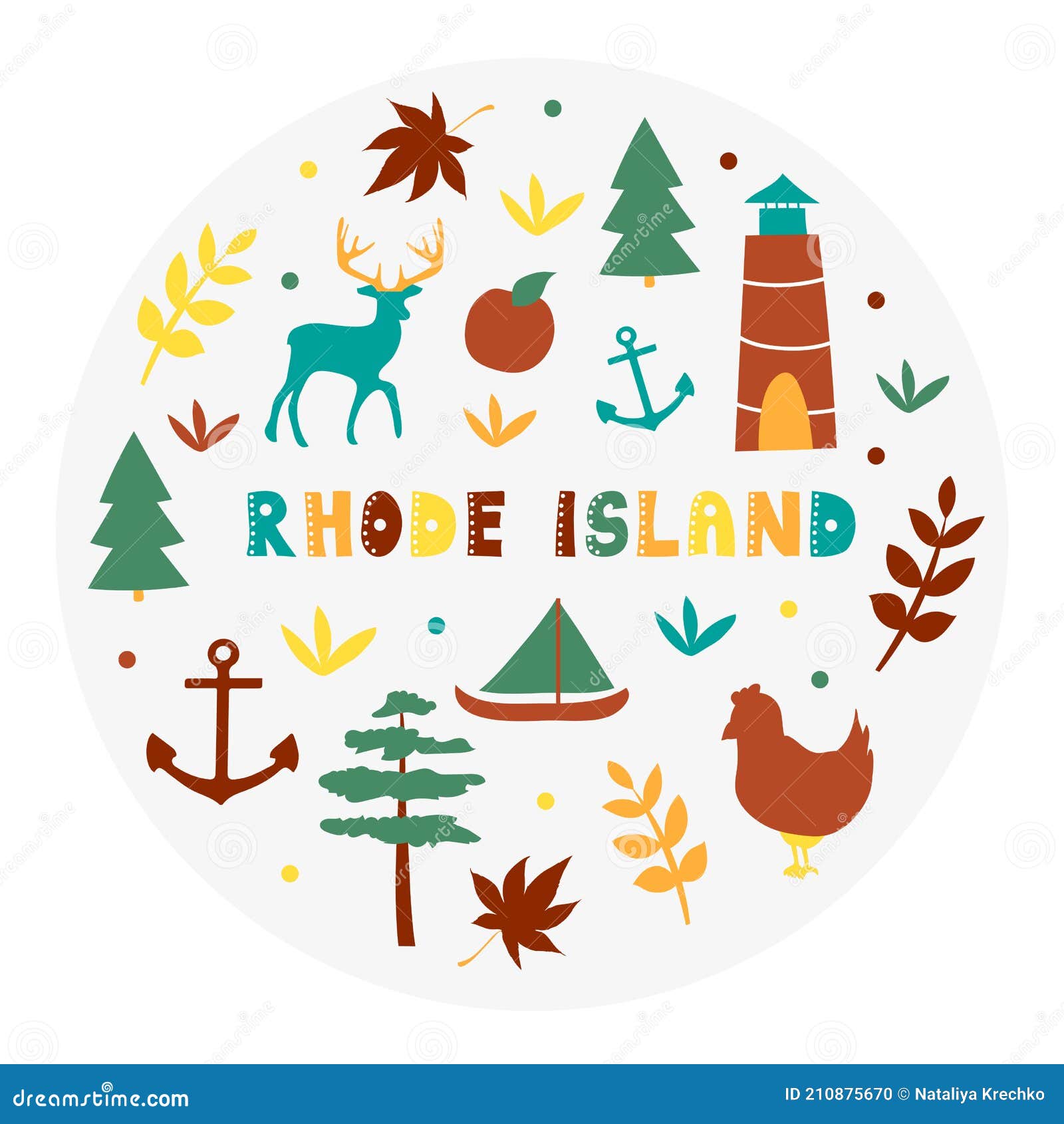 USA Collection. Vector Illustration of Rhode Island Theme Stock Vector ...