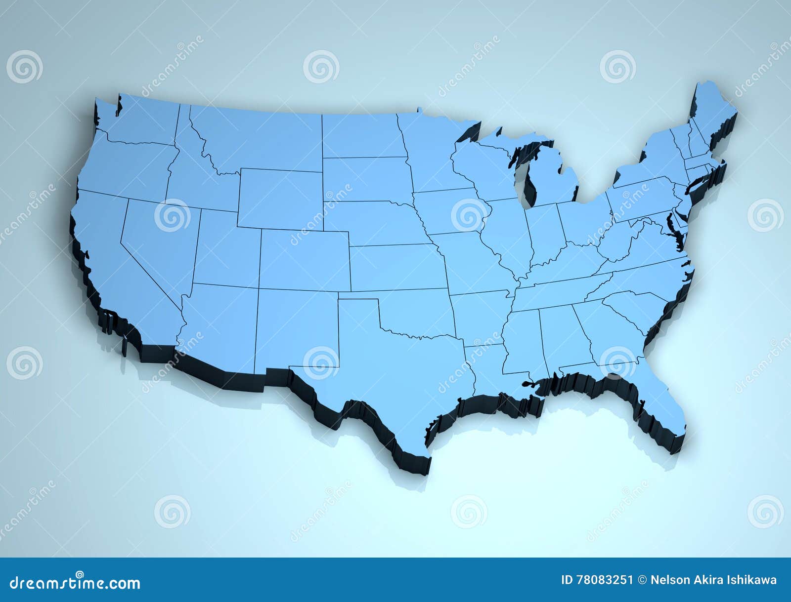 USA 3D stock illustration. Illustration of states, rendering - 78083251