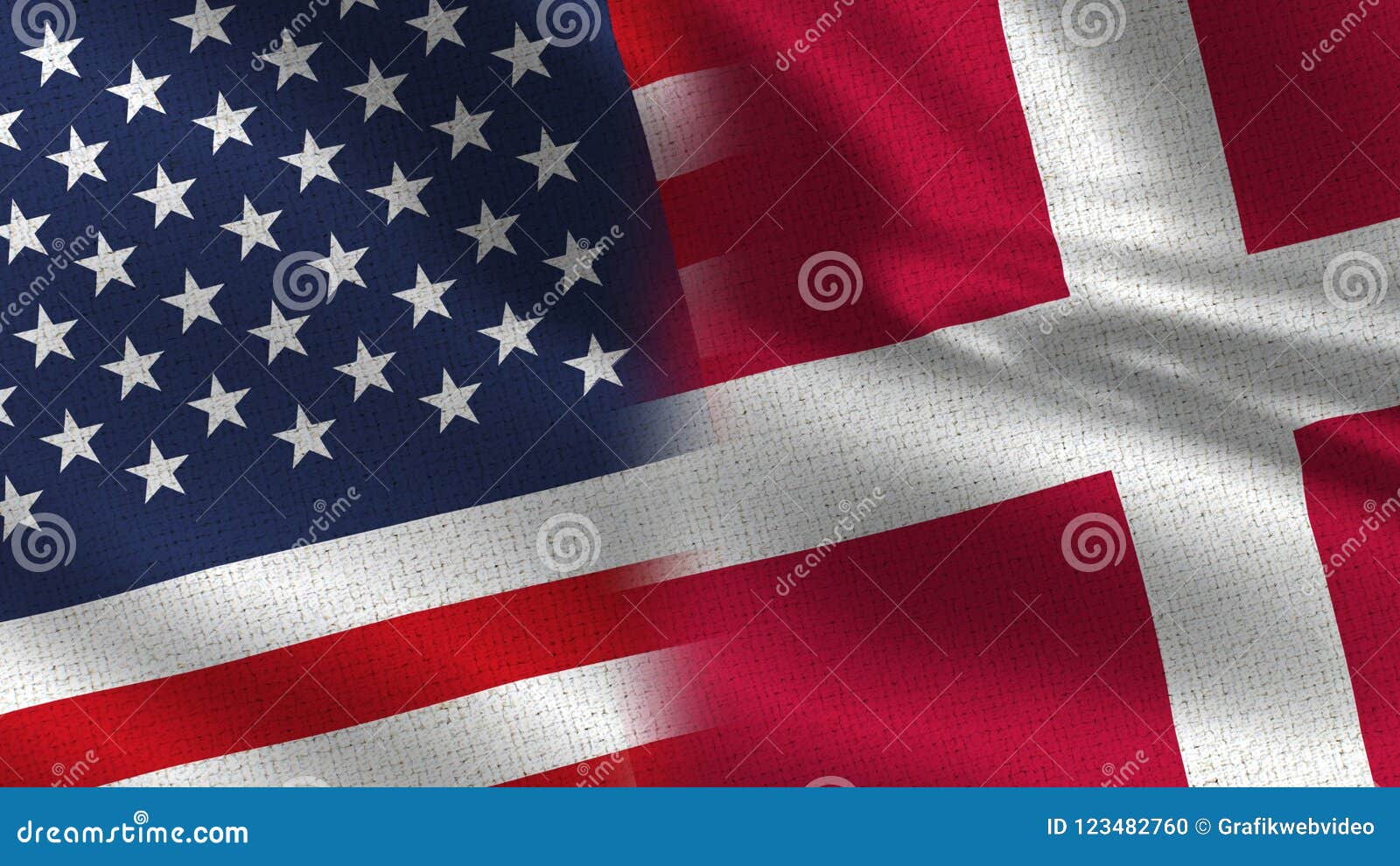 Usa and Denmark Realistic Half Flags Together Stock Illustration ...