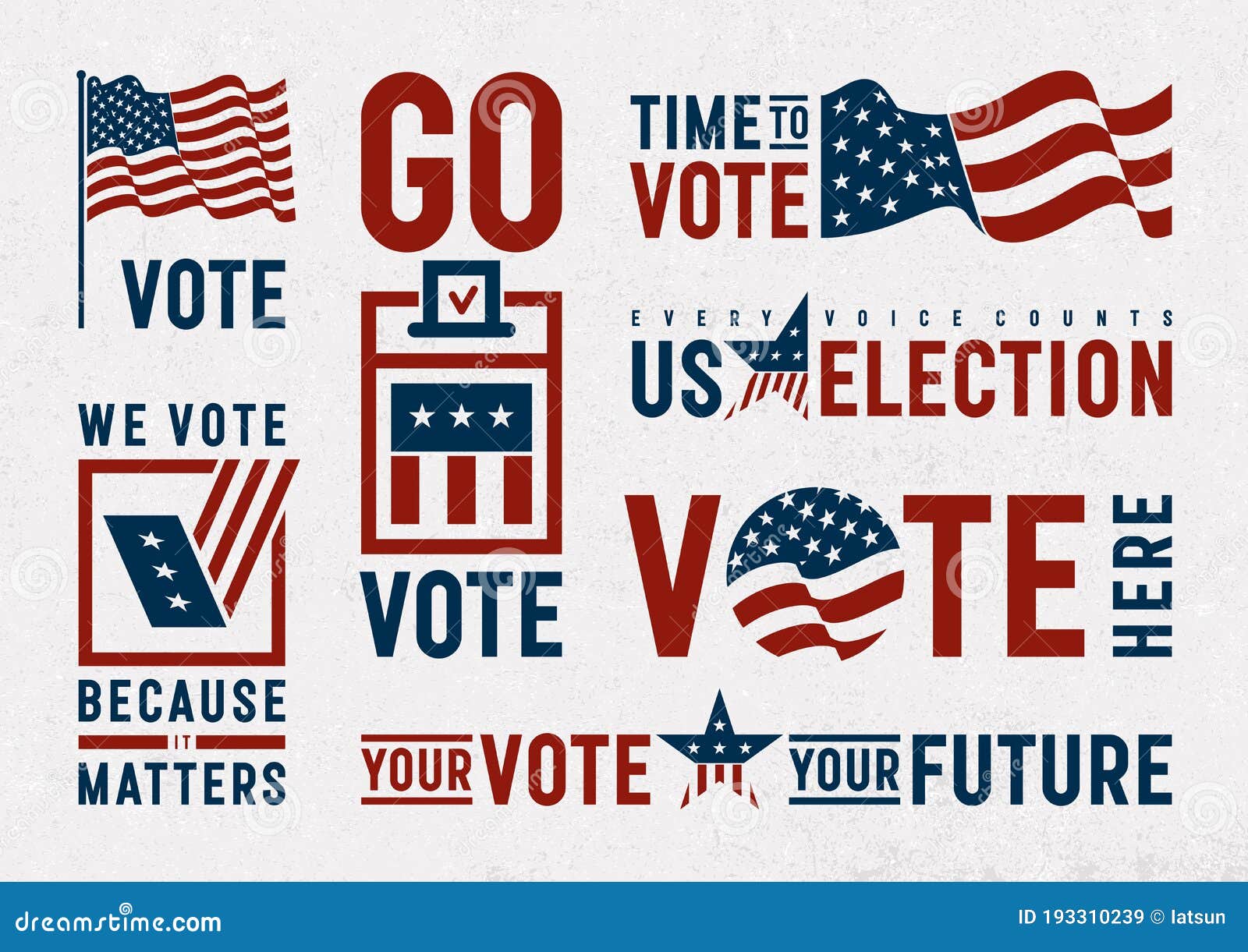 USA Election Motivation Typography and Logos Set Stock Vector ...