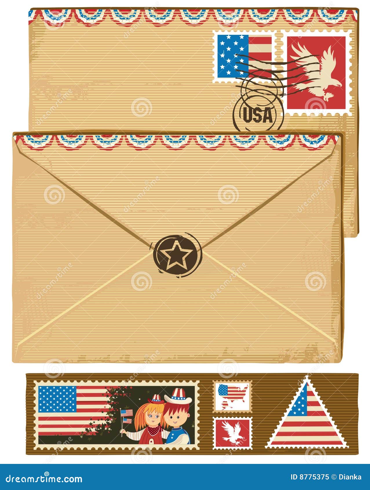 USA envelope and stamps stock vector. Illustration of republican - 8775375
