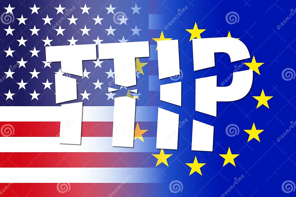 Usa Eu Flags, Ttip Broken Letters Stock Illustration - Illustration of ...